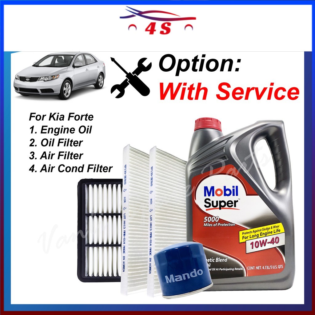 Kia Forte Combo Services Set (Engine Oil, Air Cond Filter, Air Filter ...