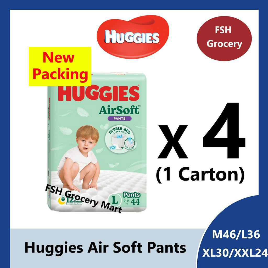 Huggies AirSoft Pants Super Jumbo Pack (M46/L36/XL30/XXL24) X 4 packs ...