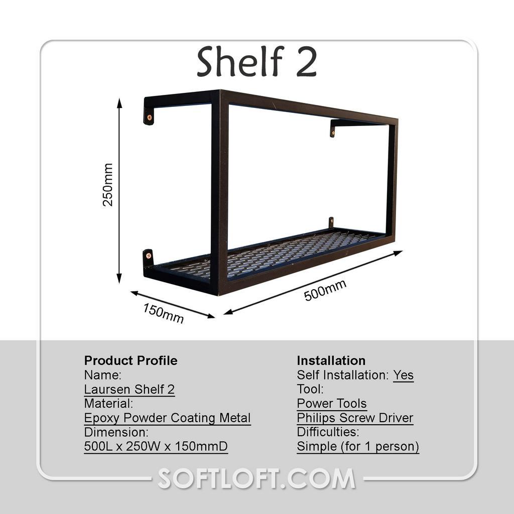 Laursen DIY Metal Shelf Storage Wall Mounted Book Rack Frame Hanging ...