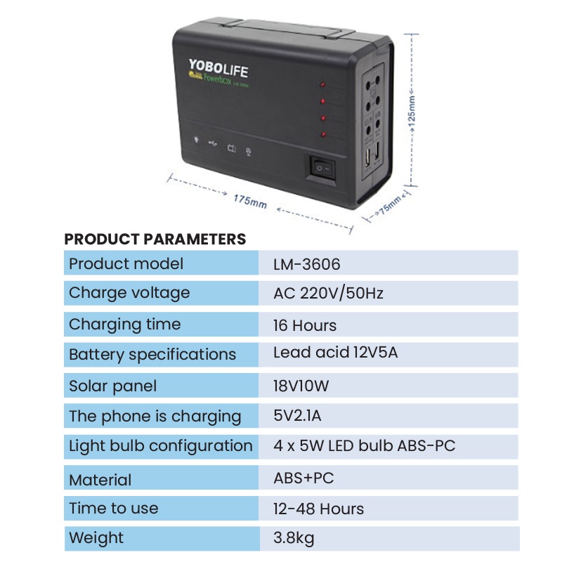 JDEX Yobolife Solar lighting system Portable Panels Charging Generator ...