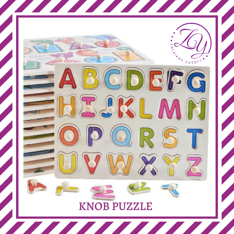 Knob puzzle ( abc, 123, shape, jawi ) | Shopee Malaysia