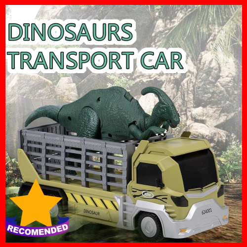 Dinosaurs Transport Car Carrier Truck Toy Parasaurolophus Pull Back ...