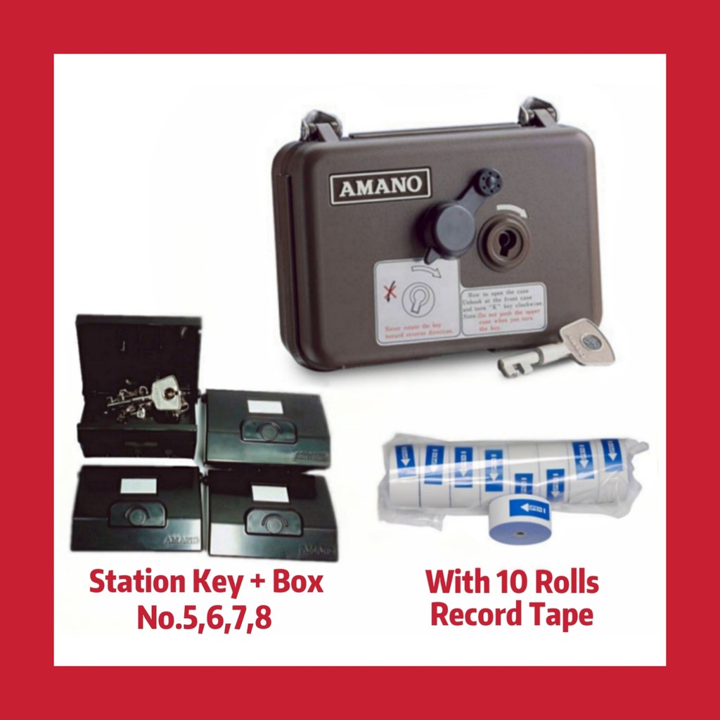 Watchman Clock Amano PR-600 + Station Point Key No.5,6,7,8 With Station ...