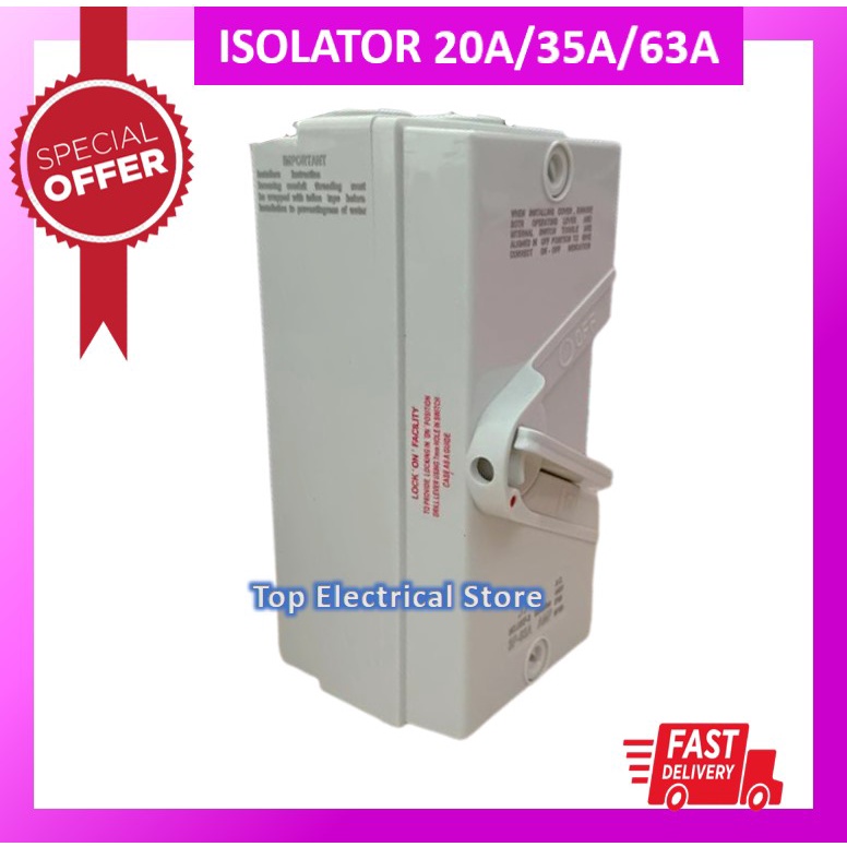WEATHERPROOF ISOLATOR SWITCH 3 POLE 20A / 35A / 63A (IP66) | Shopee Malaysia