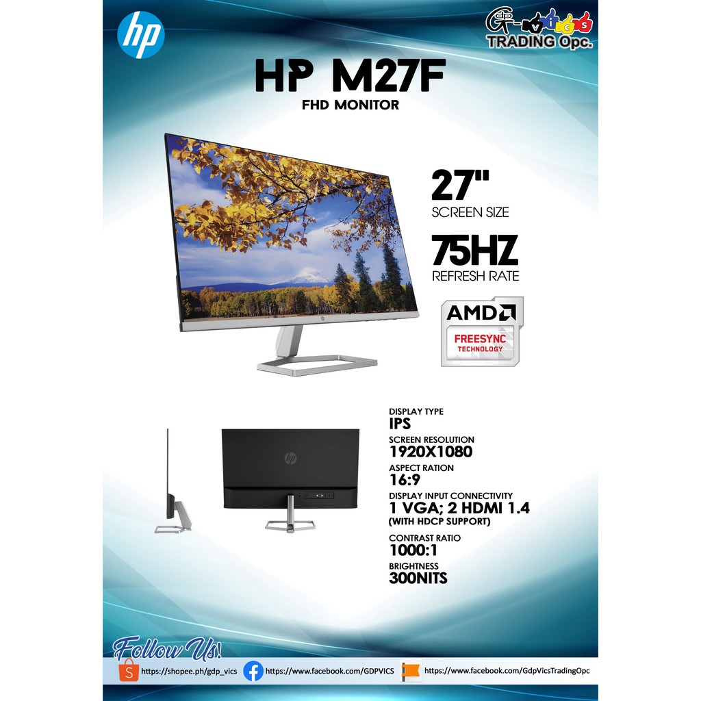HP M27f FHD 27-inch Monitor | Shopee Malaysia