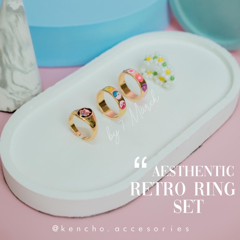 (READY STOCK) Aesthentic Retro rings set | Shopee Malaysia