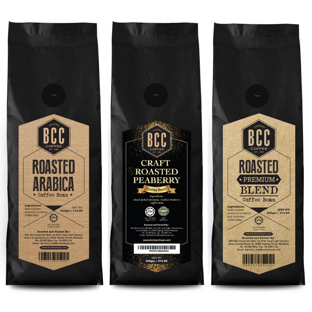 BCC Roasted Peaberry + Roasted Arabica + Roasted Premium Blend (500gm ...