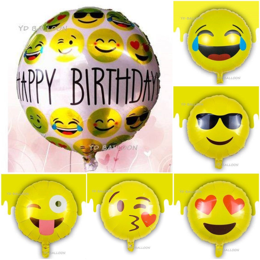 Decoration Handheld Emotion Balloon Happy Birthday party girl boy kids ...