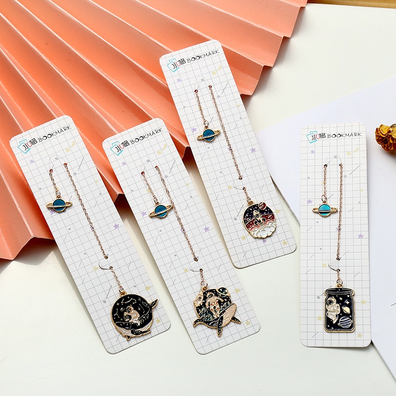 1Pc cartoon creative alloy bookmarks, learning to read bookmarks, sci ...