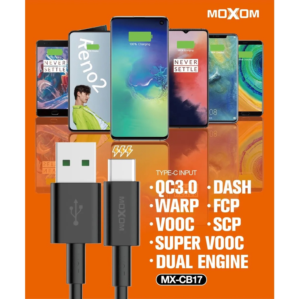 Moxom MX-CB17 cable 5V 6A 50W Super Fast Charging FCP SCP Data USB Type ...