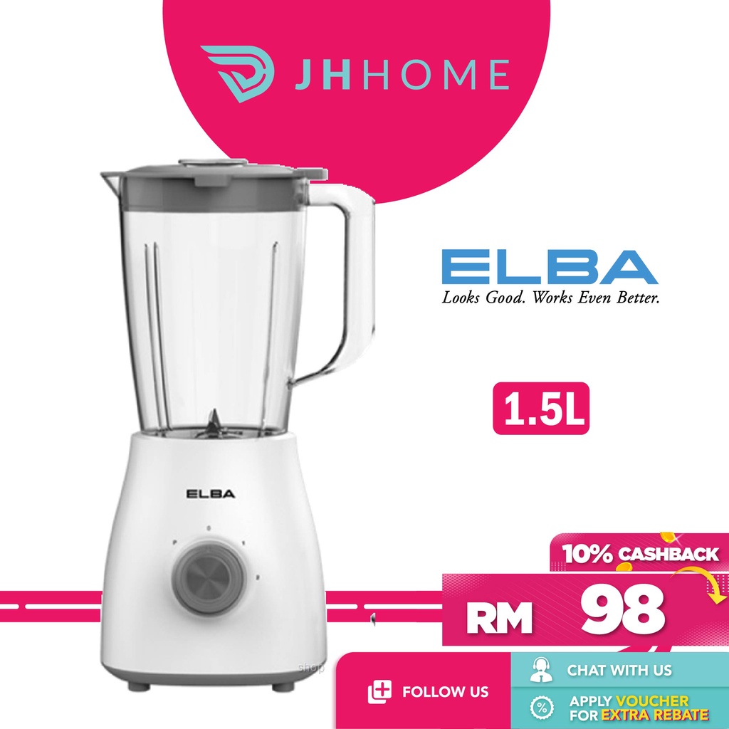 Elba Blender 2 Speeds Safety Lock (1.5L/500W) EBG-M1550(WH) | Shopee ...
