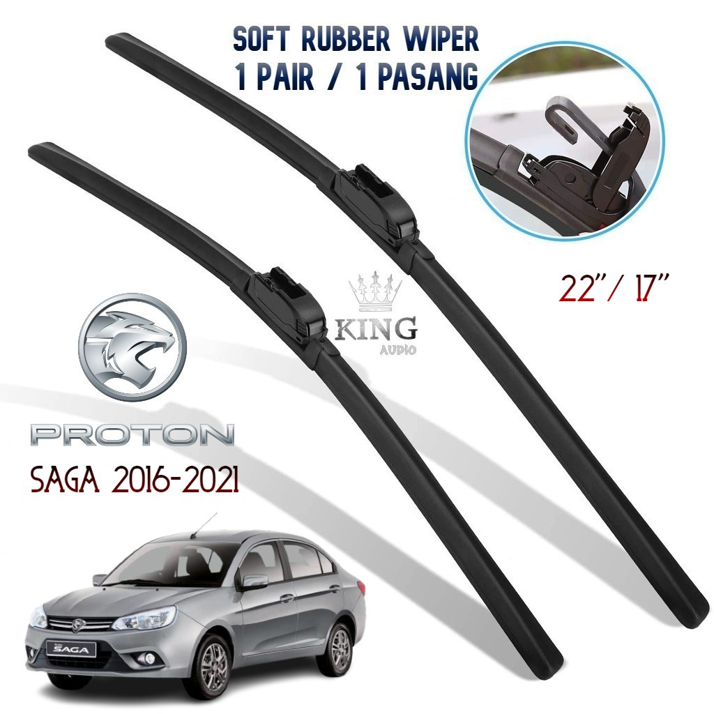 Proton Saga 2016-2021 Heavy Duty Soft Rubber Material Wiper 1 Pasang (2 ...