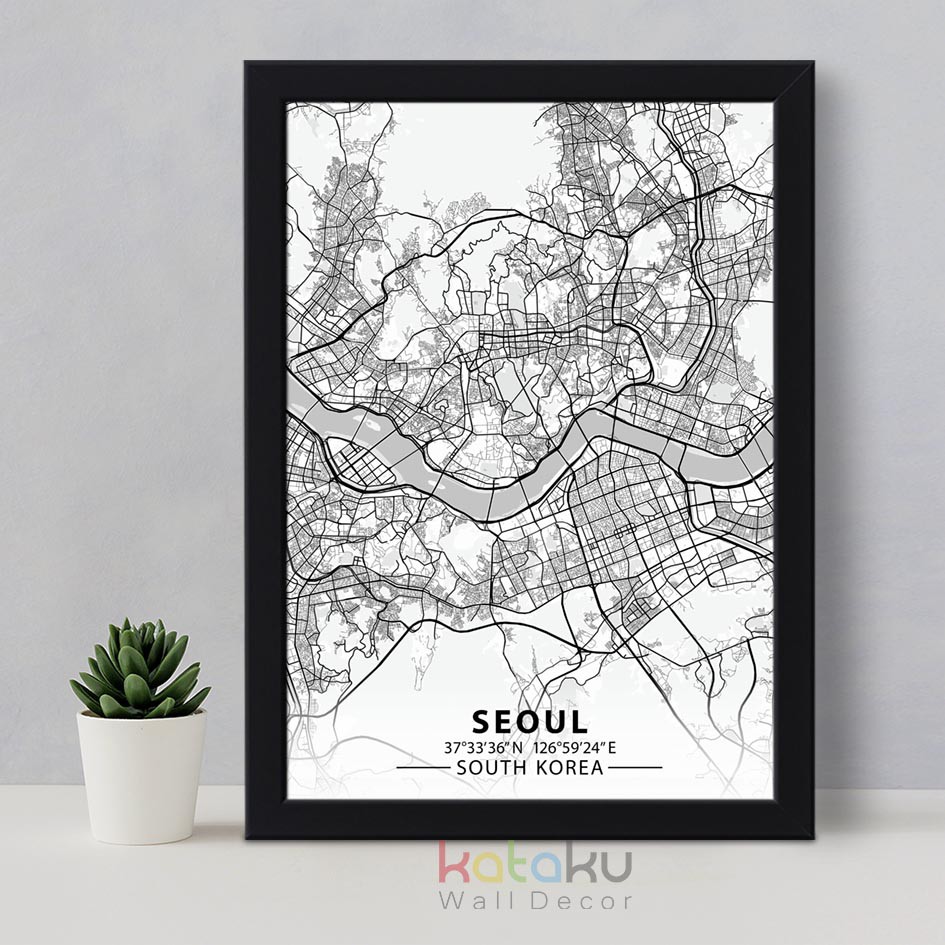 HIASAN DINDING Wall Hanging Seoul City Map Art Poster Map Of South ...