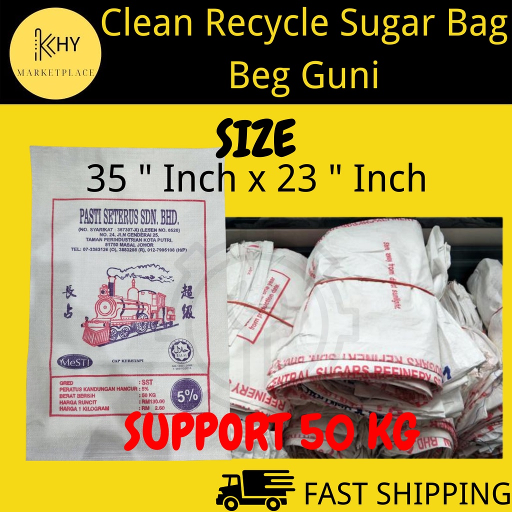 💥 READY STOCK 💥RECYCLE SUGAR BAG 50KG ( 890mm X 590mm ) / BEG GUNI ...
