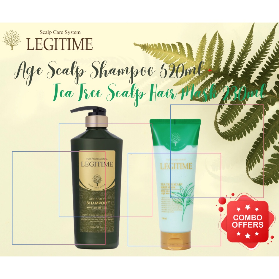 LEGITIME AGE SCALP SHAMPOO 520ml + TEA TREE SCALP HAIR MASK 230g ...