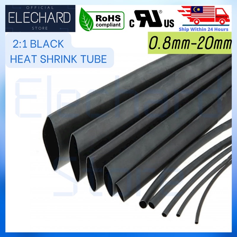 0.8mm-50mm Heat Shrink Tube Heat Shrinkable Sleeving Black Color ...
