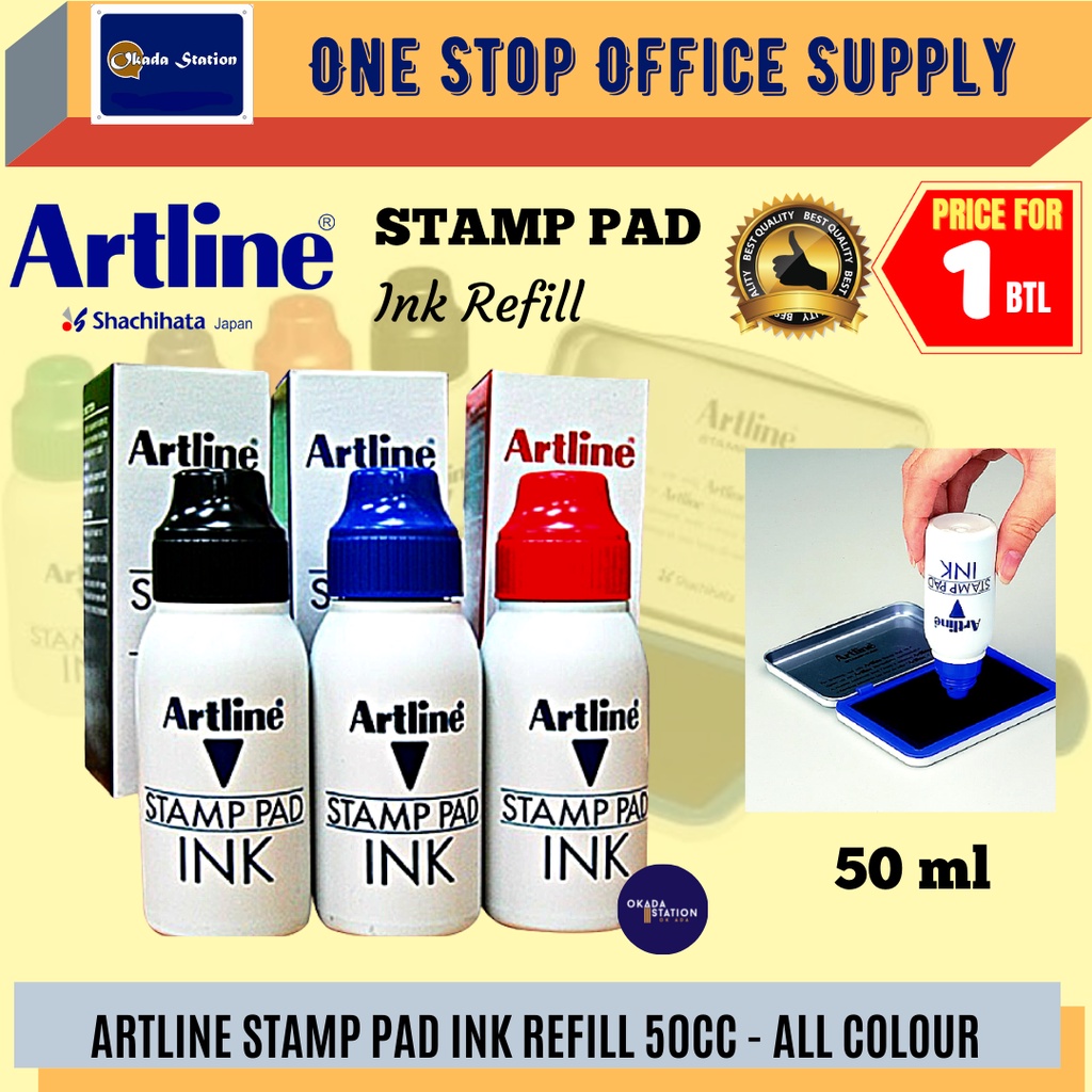 Artline Stamp Pad Ink 50ml / Stamp Pad Ink Refill / Artline Refill 50cc ...