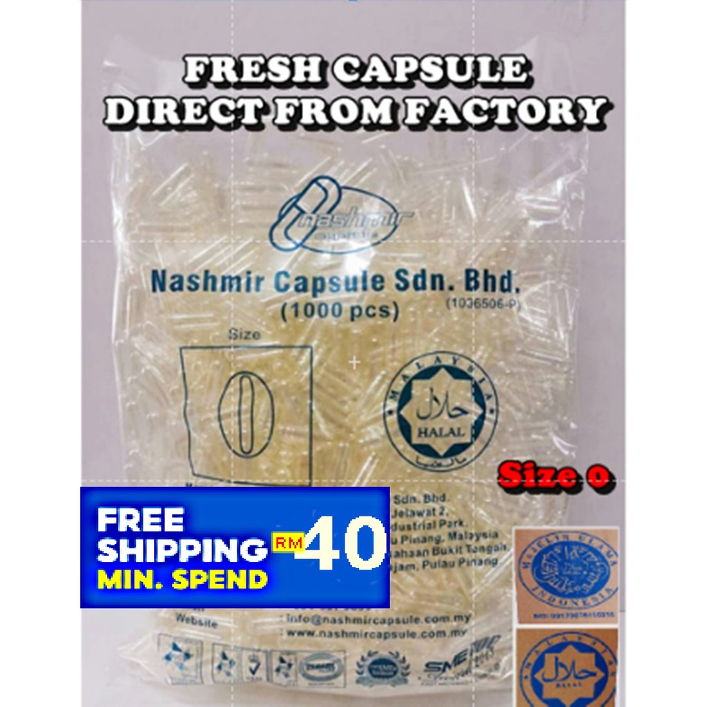 Nashmir Kapsul Kosong HALAL Size 0 (1000pcs) / Gelatin Empty Capsule ...