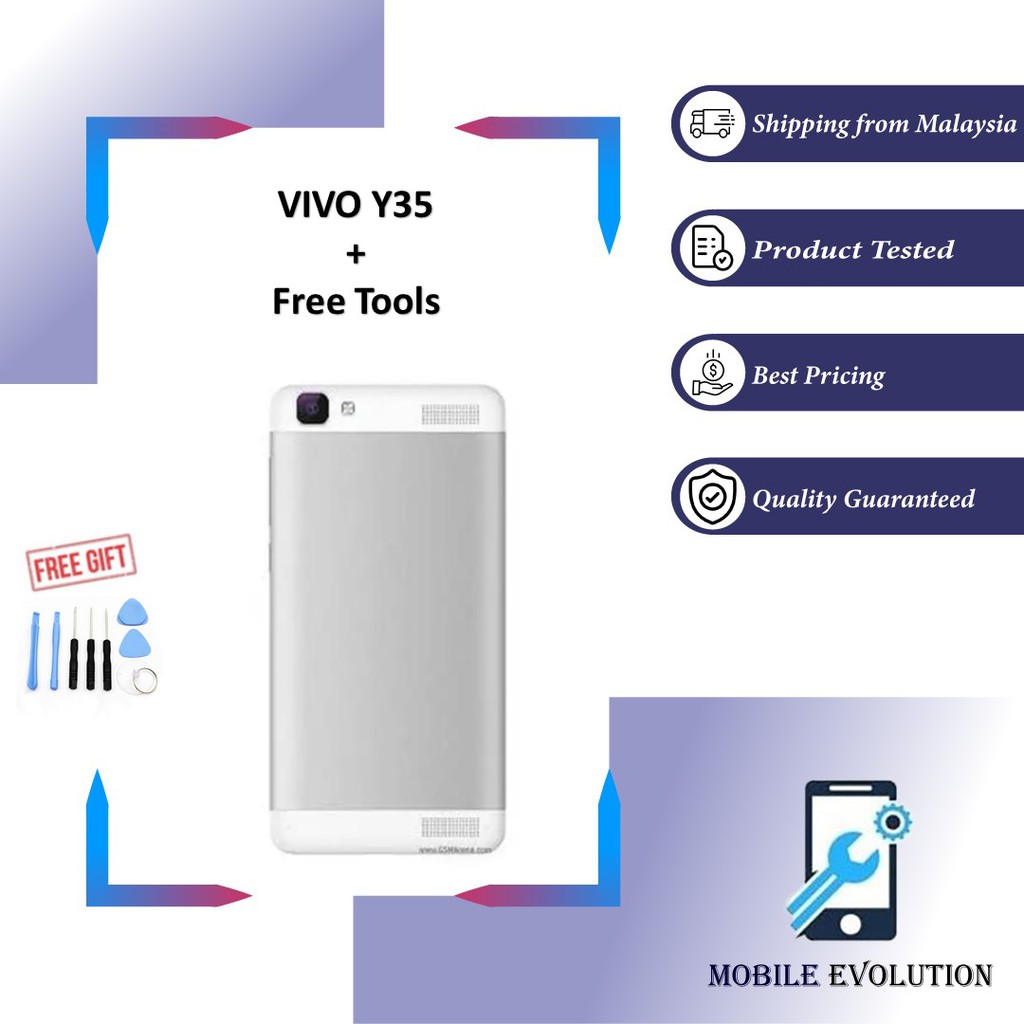 VVO Y35 Silver Back Battery Cover New Replacement Part + Free Basic ...