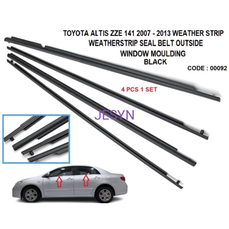 TOYOTA ALTIS ZZE 141 2007 - 2013 WEATHER STRIP WEATHERSTRIP SEAL BELT ...