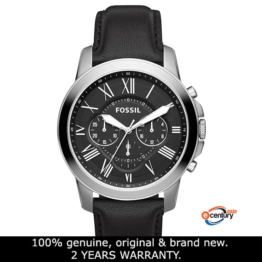 Fossil FS4812 Men's Quartz Grant Chronograph Black Leather Strap Watch ...
