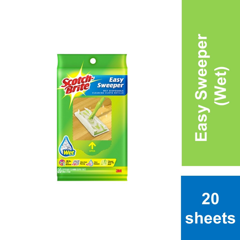 3M Scotch Brite Easy Sweeper Wet Disposable Wipes Refill 20 sheets ...
