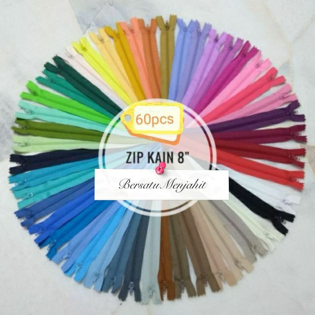 8"inci zip kain biasa harga borong 60pcs zip kain murah | Shopee Malaysia