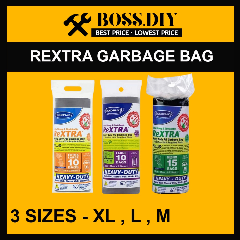 SEKOPLAS REXTRA Garbage Bag - Size XL / L / M (10s / 15s) | Shopee Malaysia