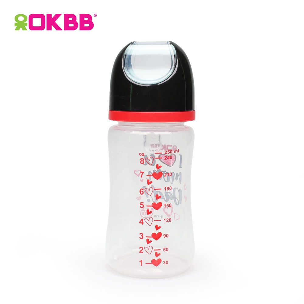 OKBB Baby Feeding Bottle With Wide Neck Teats Feeding Essentials 8 Oz ...