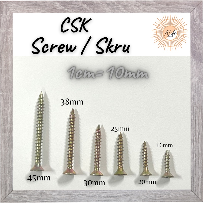 ALife Screw Skru 1 pack 50 pcs for Wood Chipboard Cabinet Rak Dinding ...