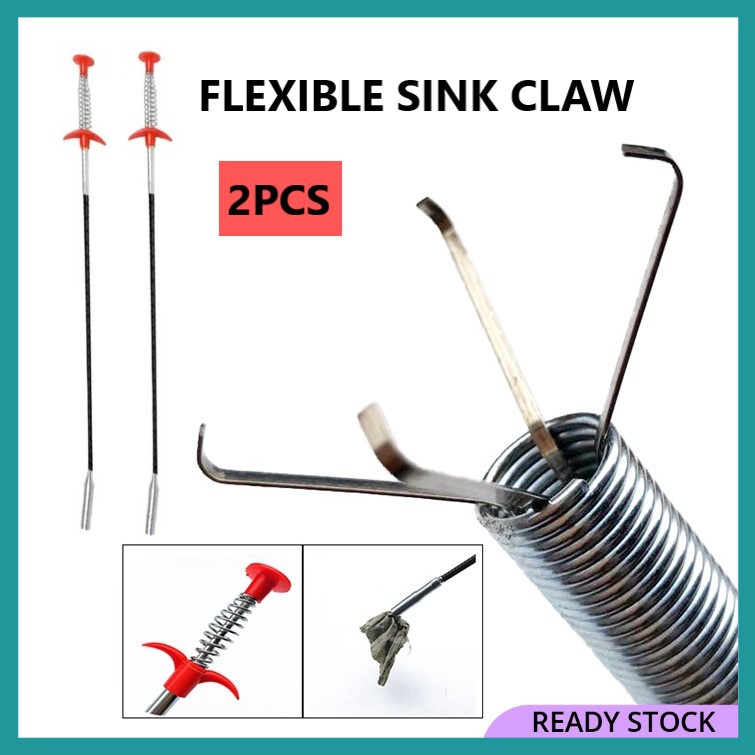 Flexible Kitchen Sink Claw Gripper Drain Pipe Clog Remover Clogged Hair ...