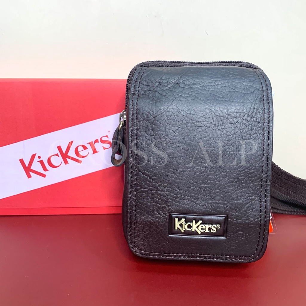 Kickers Sling Bag Pouch Bag Original Genuine Leather Attach With Belt ...