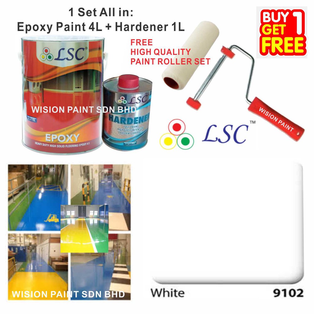 WHITE 9102 ( 5L LSC EPOXY Paint Protective Coating ) + ( Free 1 Roller ...
