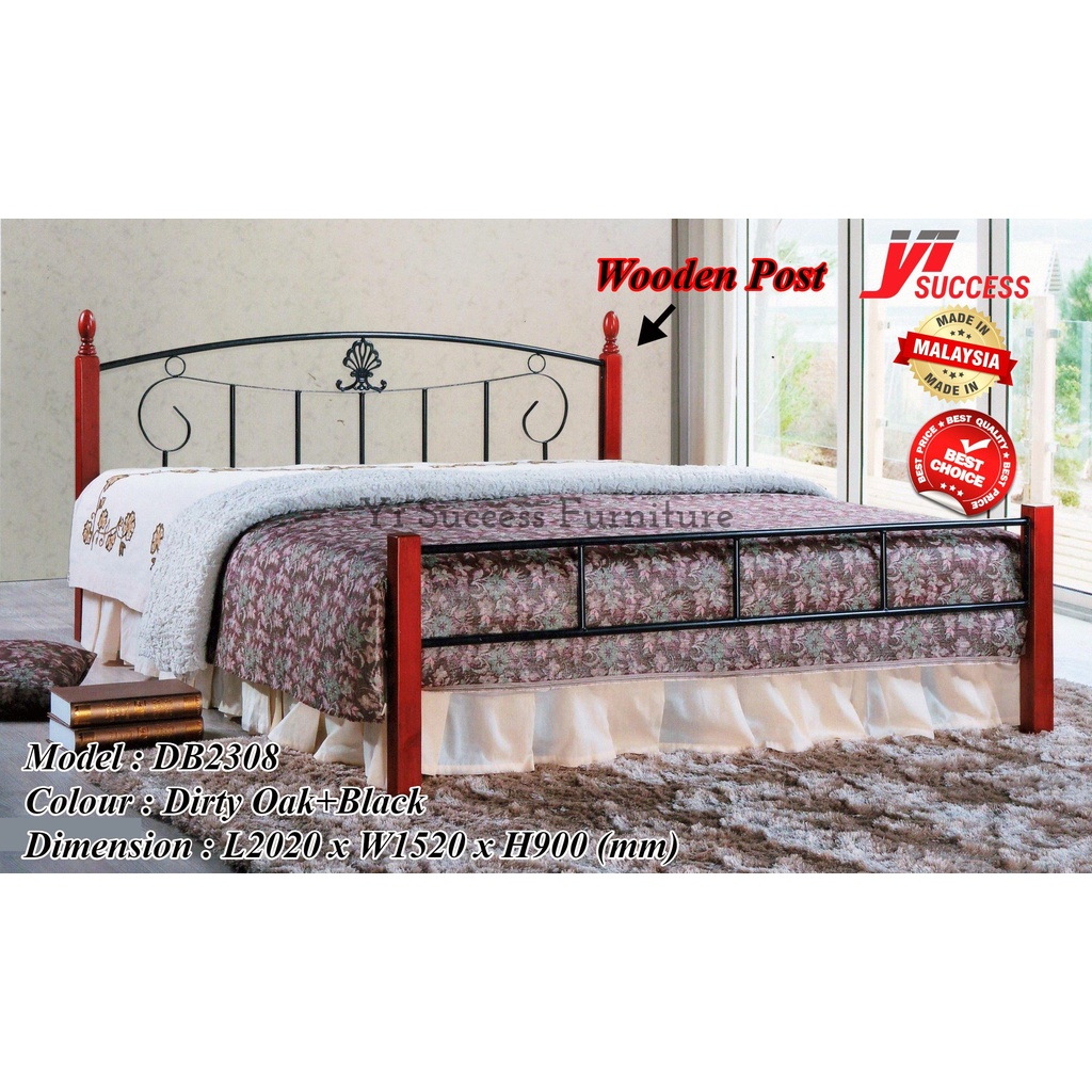 Yi Success Unique Metal Queen Bed Frame / Wooden Post Metal Bed Frame ...
