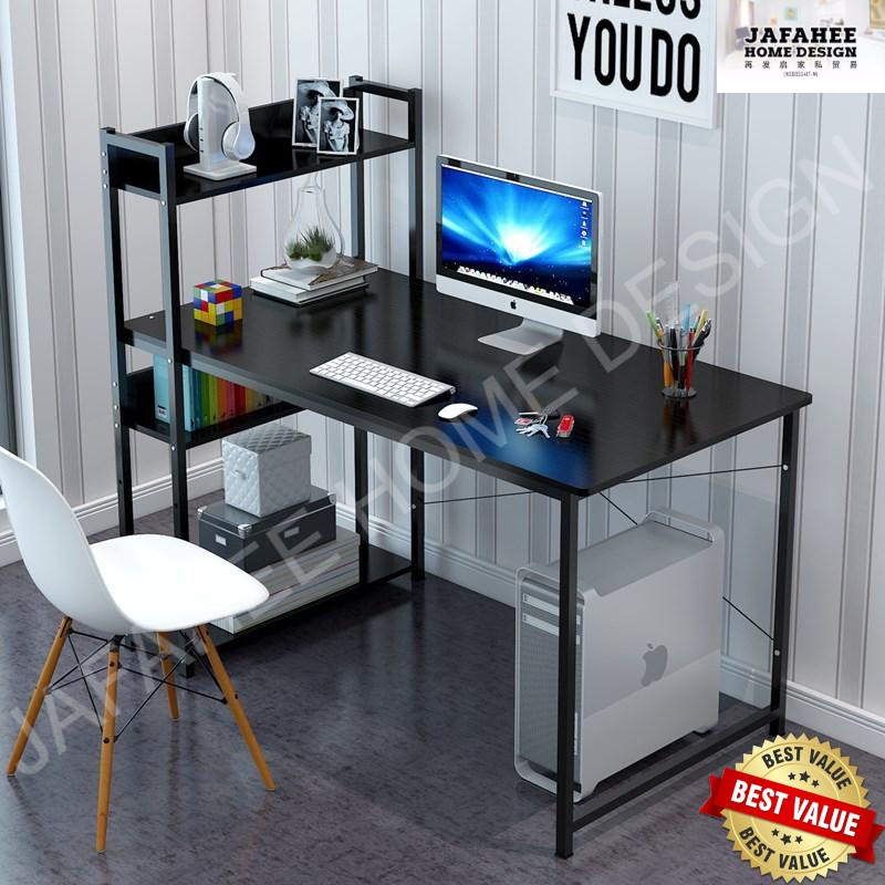 (READY STOCK) Office Study Table with Book Shelf 3 Tier / Office Desk ...