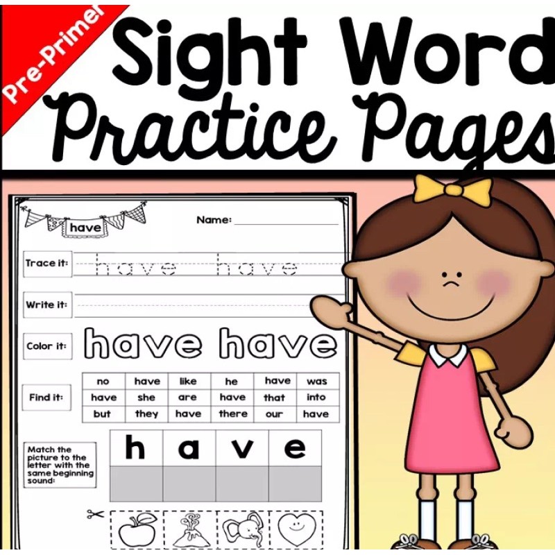 Printable Sight Word Practice Pages 220 Sight Words | Shopee Malaysia
