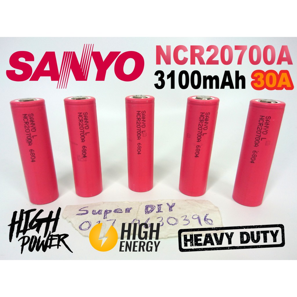 ORIGNINAL Sanyo NCR 20700 A 3.7V 3100mAh Rechargeable japan lithium ion li-ion High Drain tool ...