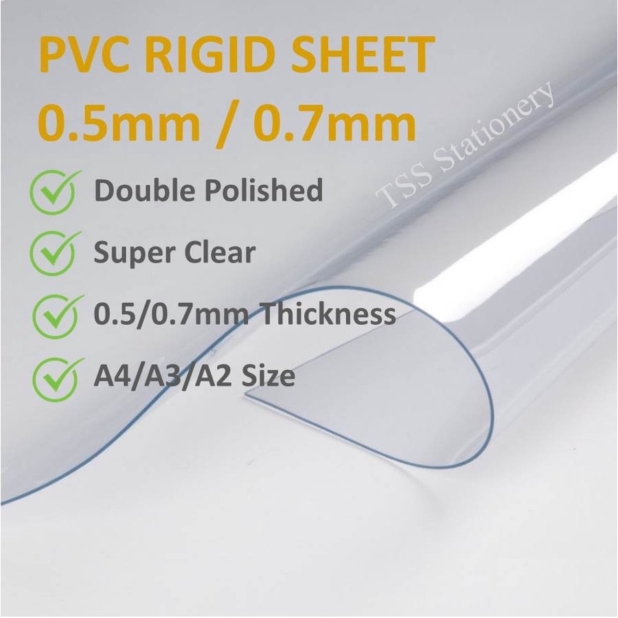 0.5 / 0.7MM PVC Rigid Sheets A4/ A3/ A2 Size | Transparent Clear Sheets ...
