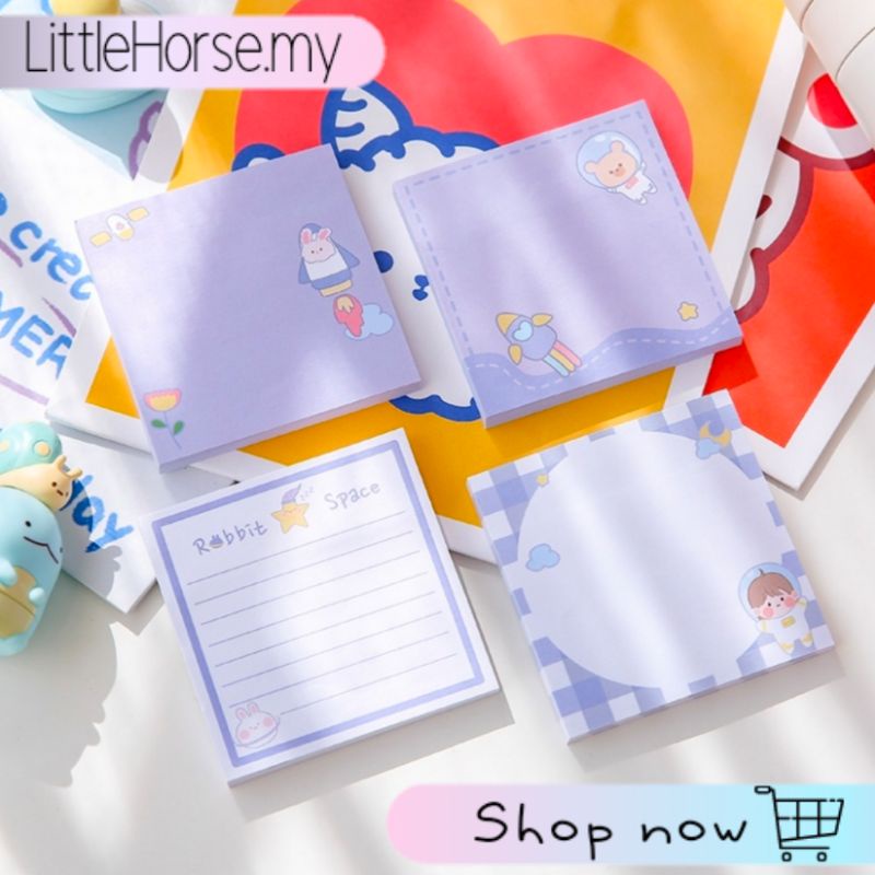 80 Sheets Cute Cartoon Memo Sticky Note School Office Stationery ...