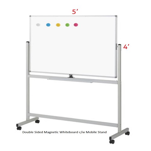 Double Sided Magnetic Whiteboard Size 4' x 5' c/w mobile stand | Shopee ...