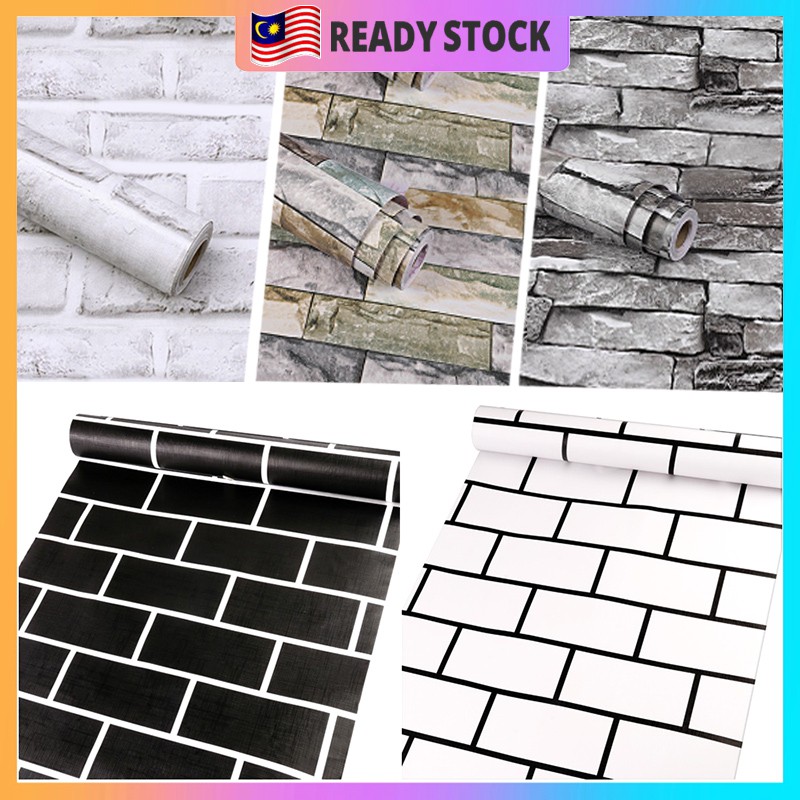 45cm x 10m Brick Wallpaper Kertas Dinding Bata Wall Sticker Batu Bata ...