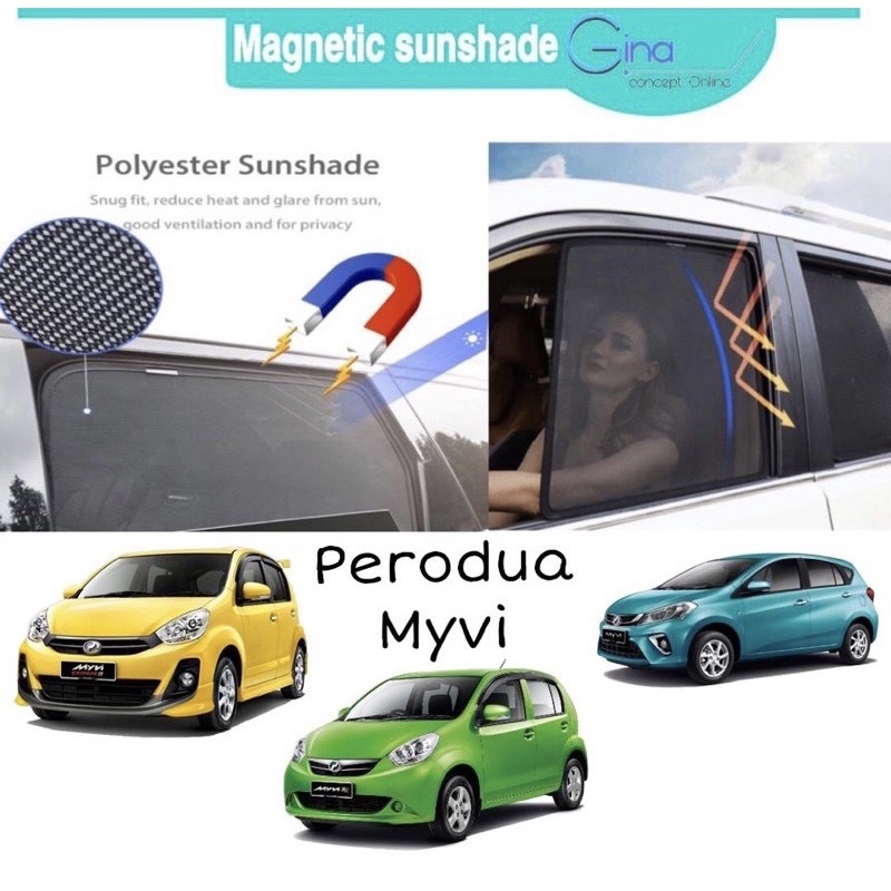 (4pcs) Magnetic Sunshade Myvi 2005 - 2023 Lagibest Icon Myvi New ...