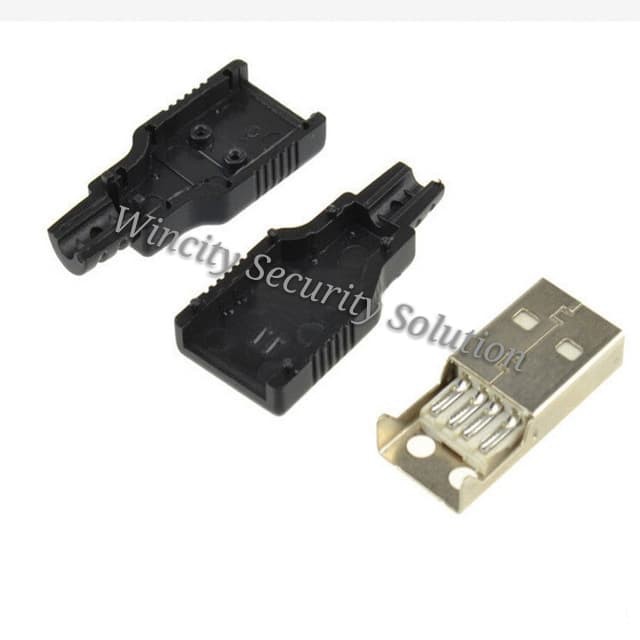 WSS Type A Male USB 4 Pin Plug Connector With Black Plastic Cover/ No ...
