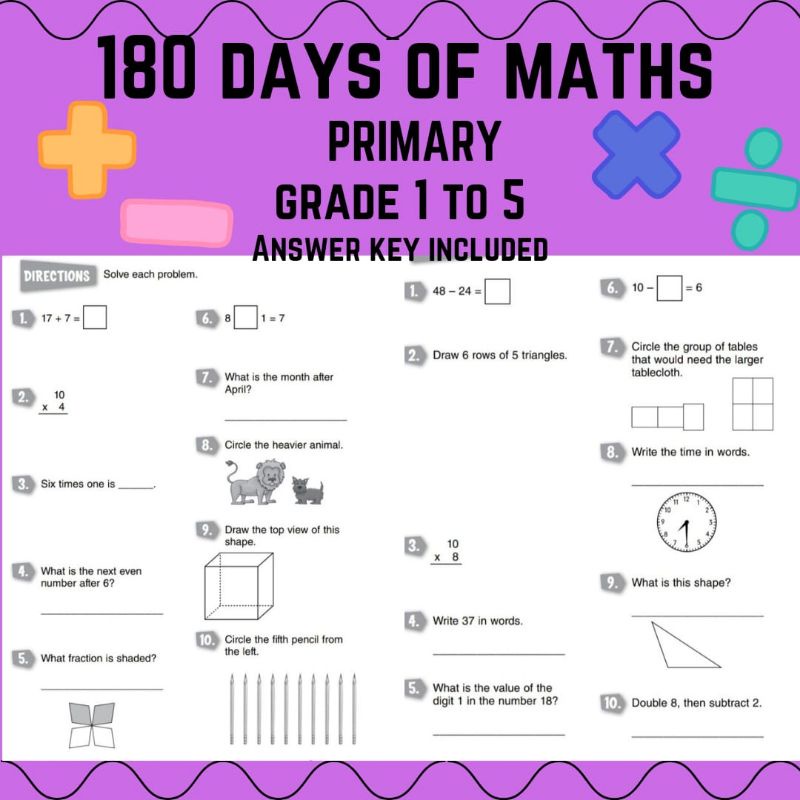 Primary Maths for 180 days I Grade 1 to 5 I Mathematics | Shopee Malaysia
