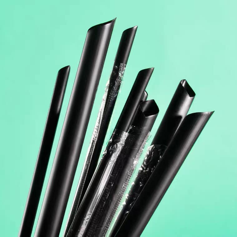 Individual Single Pack Disposable Plastic Straw 20cm Black Transparent ...