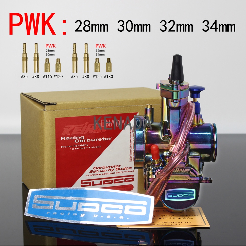 PWK carburetor 21-34mm Racing SUDCO Free POWER JET Flat slide Universal Multicolor Rainbow Color ...
