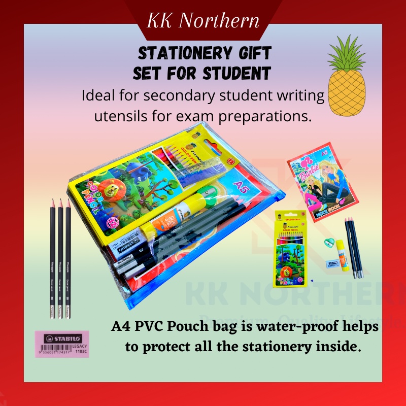 Pineapple Student Stationery Set Gift Set with 10 Items Colour Pencil ...