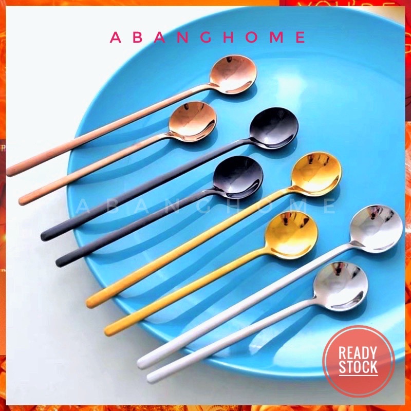 Stainless Steel Long Tea Spoon Dessert Stirring Spoon Latte Coffee Sudu ...