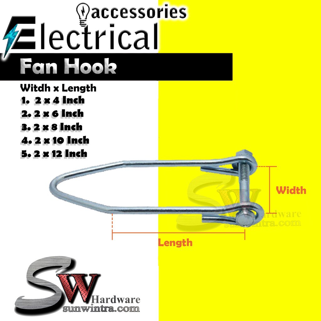 Ceiling Fan Hook 2" x 4" to 2" x 12" U Hook | Shopee Malaysia