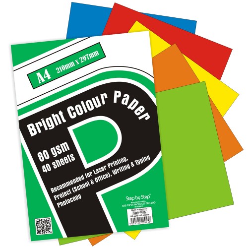 SBS Assorted / Mix Colour A4 Paper 80gsm 5 Color x 8 sheet / 40 Sheet ...